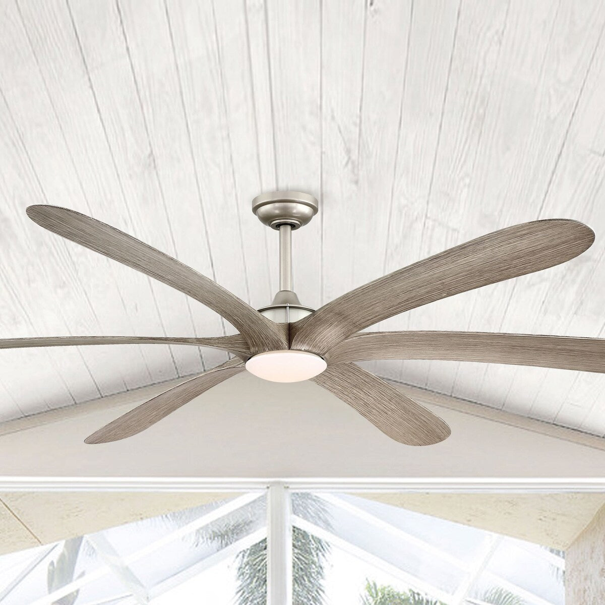 72-inch Driftwood 6-Blade Large DC Ceiling Fan with Light and Remote ...