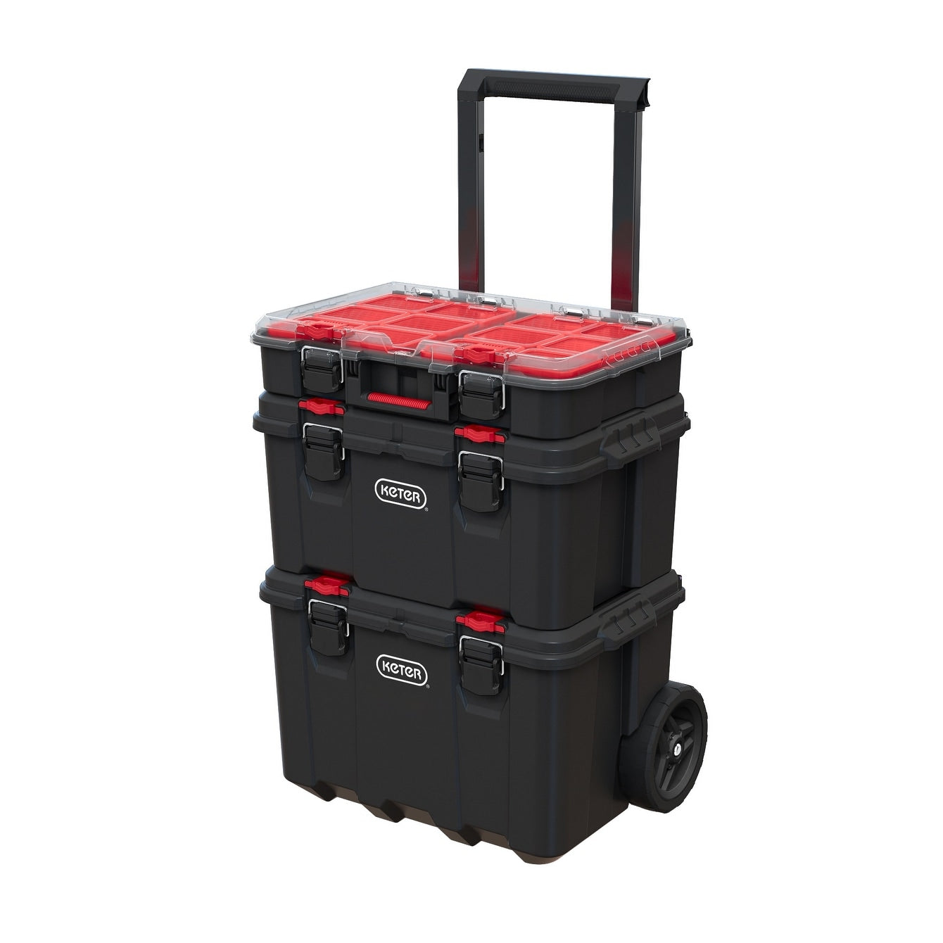 Keter Stack-n-Roll 3 Pc Mobile Tool Storage and Organization, Durable ...