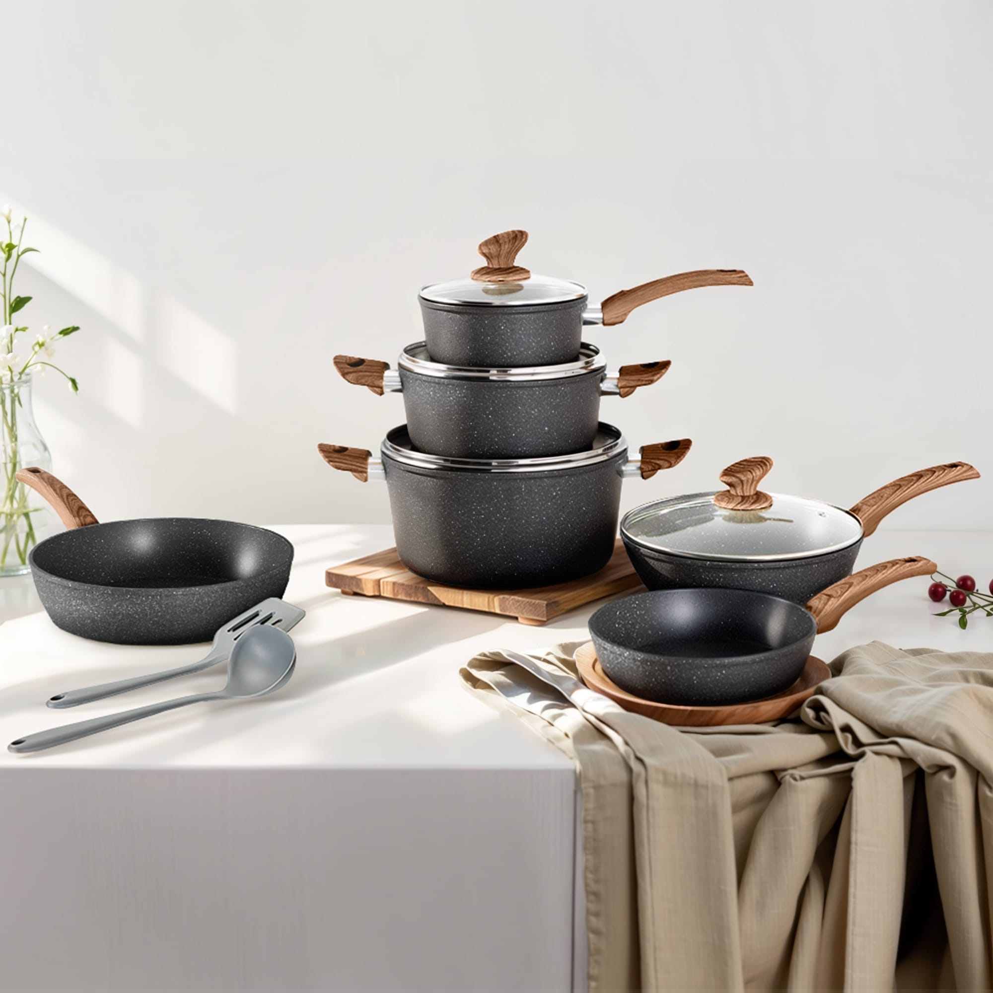 Kitchen Academy 12/30-piece Nonstick Induction Cookware Set – Weave Origin