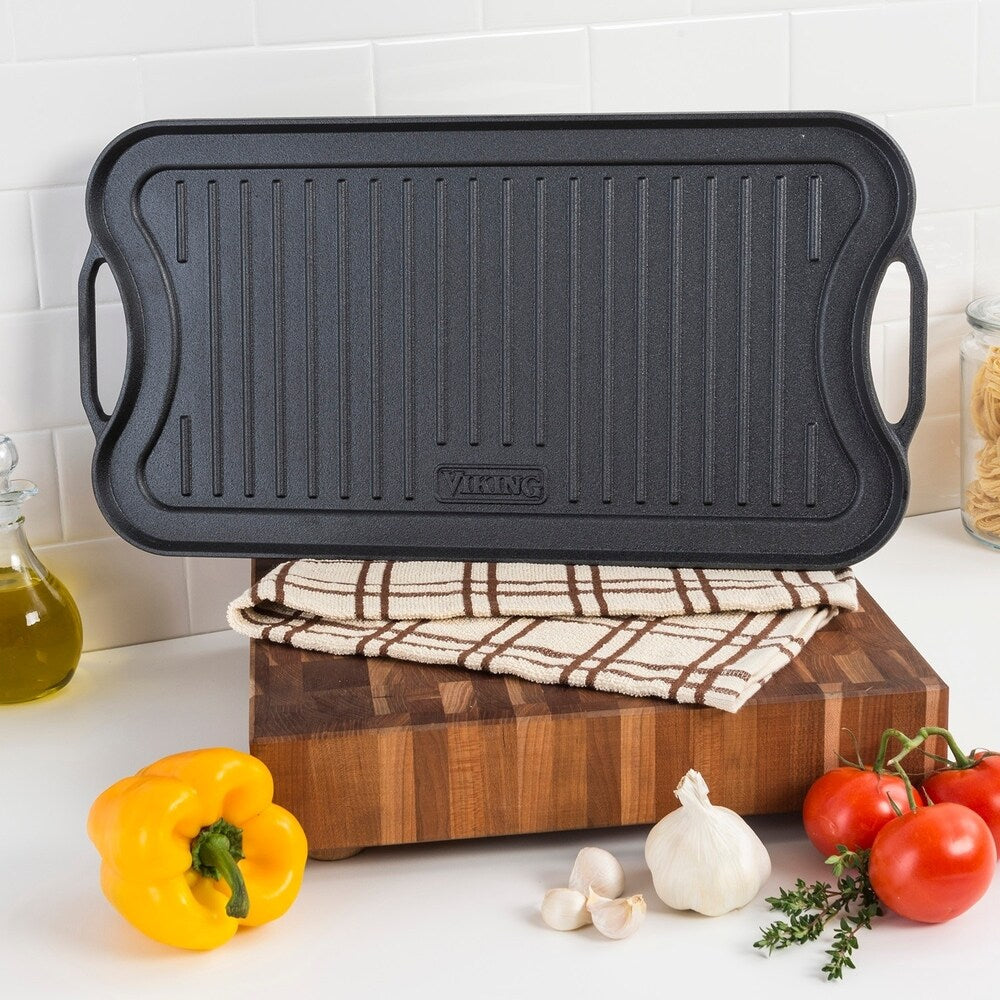 Viking Cast Iron 20 Reversable Grill/Griddle Pan (Pre-Seasoned) – Weave ...